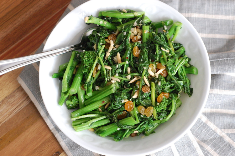 Lemony Broccoli Rabe with Almonds and Raisins – Turnip the Oven