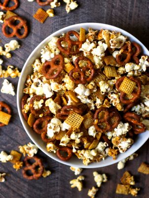 Salty Sweet Honey Mustard Popcorn Snack Mix